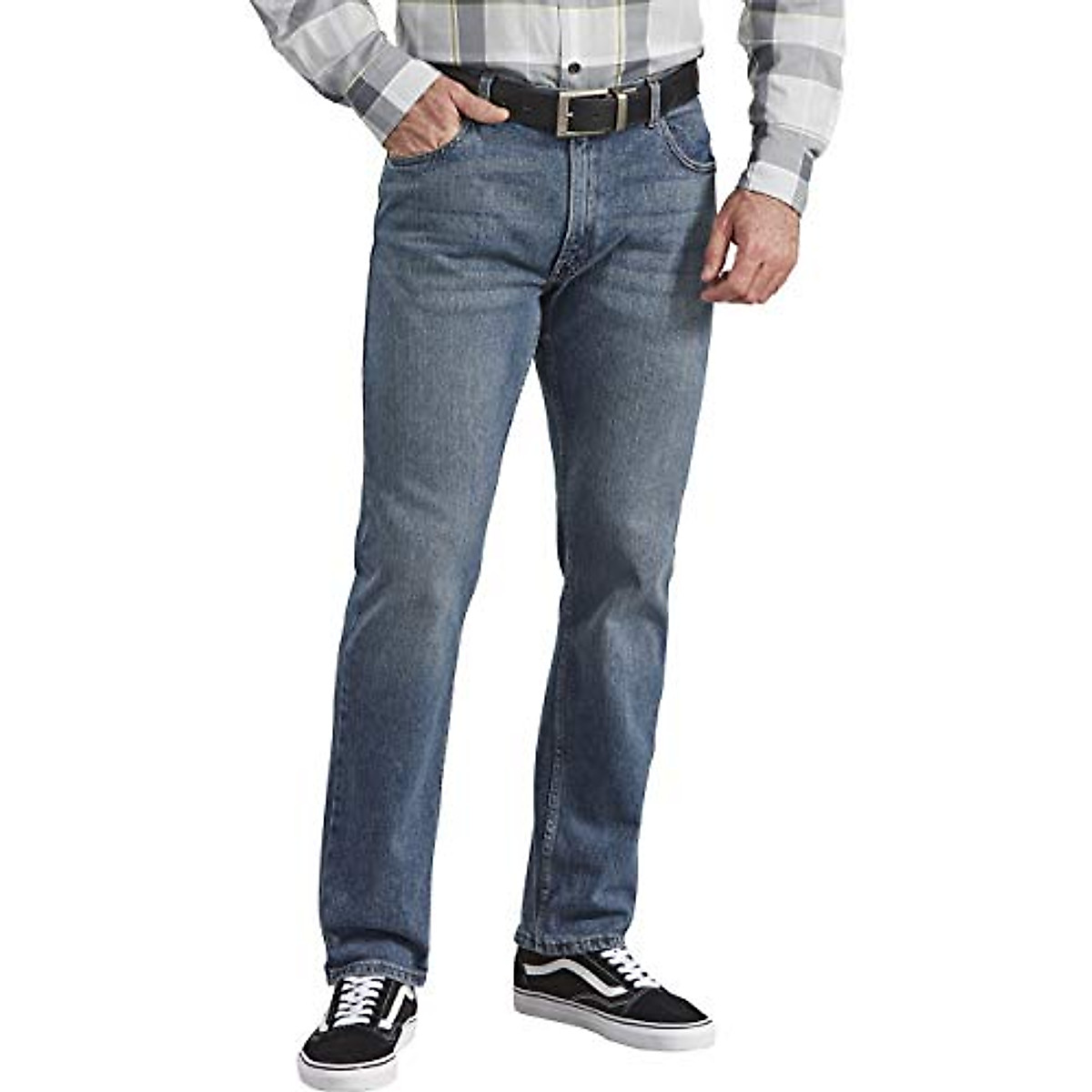 Dickies Men's Regular Straight 5-Pocket Jean, Medium Wash Stretch Indigo, 32Wx34L