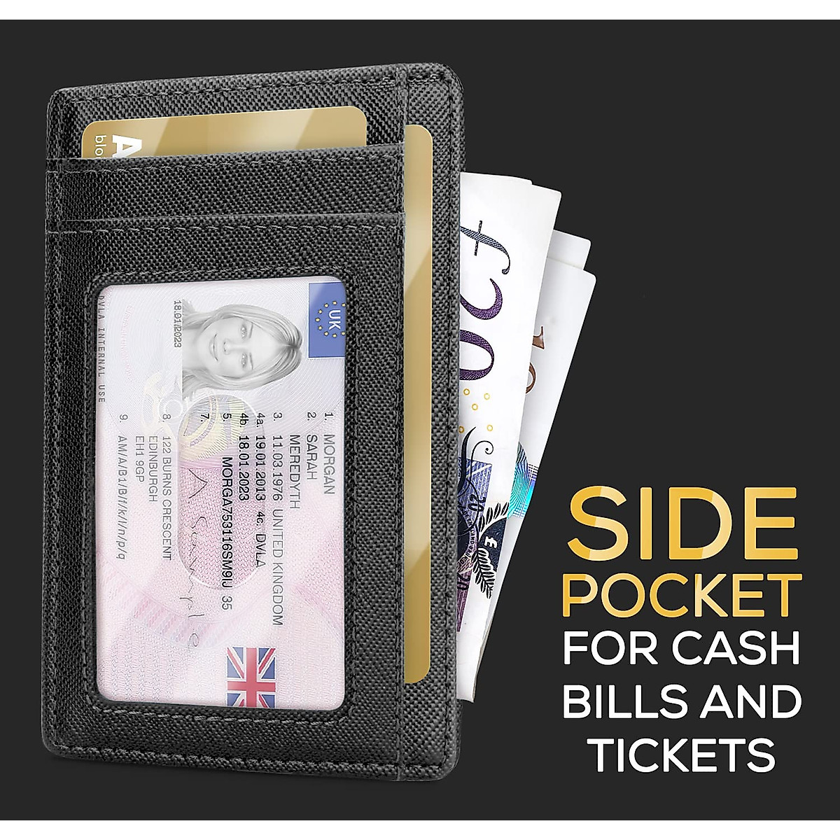 Slim Wallet for Men, RFID Blocking Minimalist Credit Card Holder – Thin Men's Wallets for Back & Front Pocket with Gift Box (Black Saffiano)