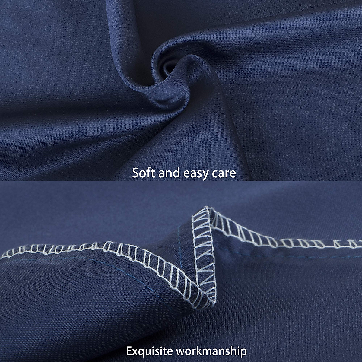 FLXXIE 2 Pack Zippered Satin Toddler Pillowcases, 13x18 Inches, Luxury and Silky Soft Travel Zip Pillow Cases for Boys and Girls, Navy Blue