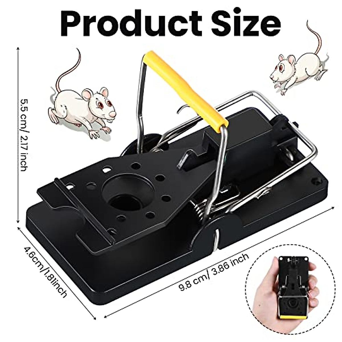 24 Pcs Mouse Traps Plastic Mice Trap House Indoor Rat Trap Quick Effective Safe Mouse Traps for Warehouse Garden Kitchen 3.86 x 1.81 x 2.17 Inch (Black, Yellow)