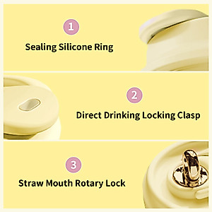 GOOM 18oz Spill Proof Tumbler with Lid and Straw, 18/10 Stainless Steel Insulated Water Bottle with Flip Lid and Straw Mouth Rotary Lock, 6-Layer Wall Insulated Coffee Tumbler - Yellow