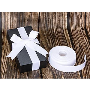 ATRBB 25 Yards 1 Inch Solid Grosgrain Ribbon Roll for Gift Wrapping DIY Hair Accessories (White)