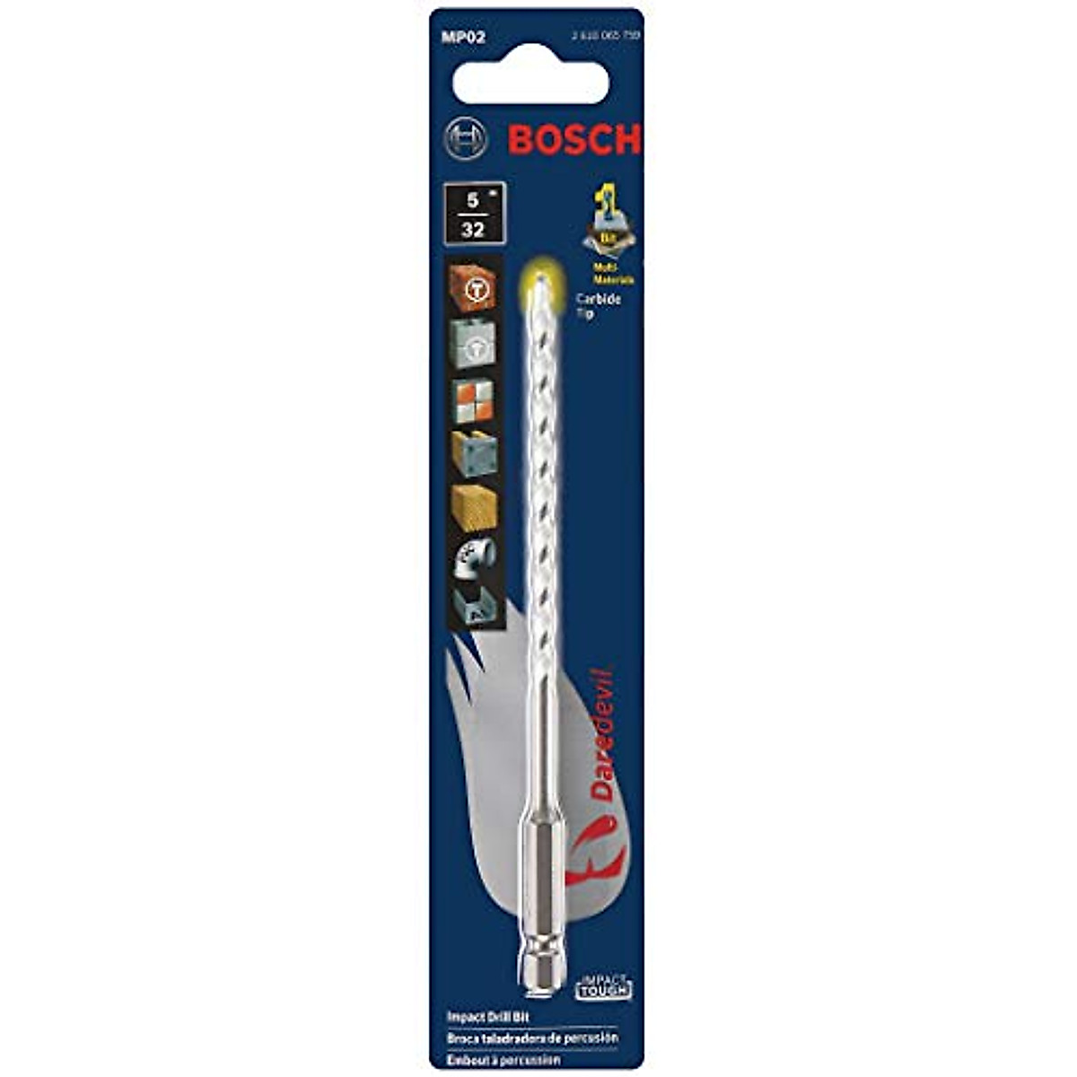 Bosch MP02 5/32 In. x 4 In. x 6 In. Daredevil Multipurpose Drill Bit, 1 Count (Pack of 1)