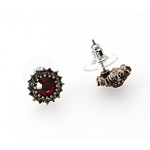Yoursfs Burgundy Stud Earrings For Women Vintage Earrings Red Austrian Crystal Studs Earrings 10mm