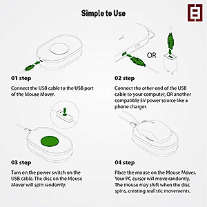 TECH8 USA Mouse Mover Jiggler, No Software, Random Movement, Patented, Designed, Engineered, Packaged in USA - Lava