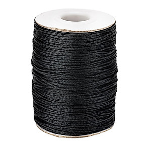 Anwyll 1.5mm Black Nylon Cord Wind Chime String,110 Yards Braided Lift Shade Cord Replacement,Windows Roman Rollers Repair,Nylon Bracelets String for DIY Crafts,Chinese Knotting,Gardening Plant