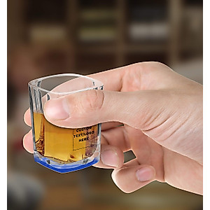 Custom Square Shot Glasses by ARC 2 oz. Set of 10, Personalized Bulk Pack - Great for Weddings, Birthdays, Parties, Indoor & Outdoor Events - Blue