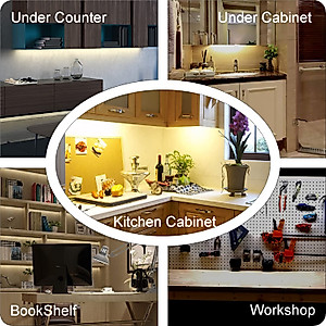 EBD Under Cabinet Lighting Built-in Adjustable Cable, No Messy! Dimmable Counter Lights Memory Function 3 Panel LED Kitchen Lighting Bar 9W 750Lm 3000K Warm White USB Under Cupboard Lighting