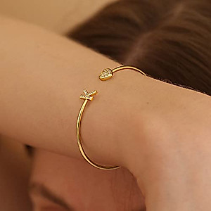 Gold Bangle Bracelets for Women, 14K Gold Plated Initial Bracelet Bangle Bracelets for Women Heart Initial Bracelets for Women Gold Cuff Bracelets for Women Teen Girls Gifts Bridesmaid Bracelets