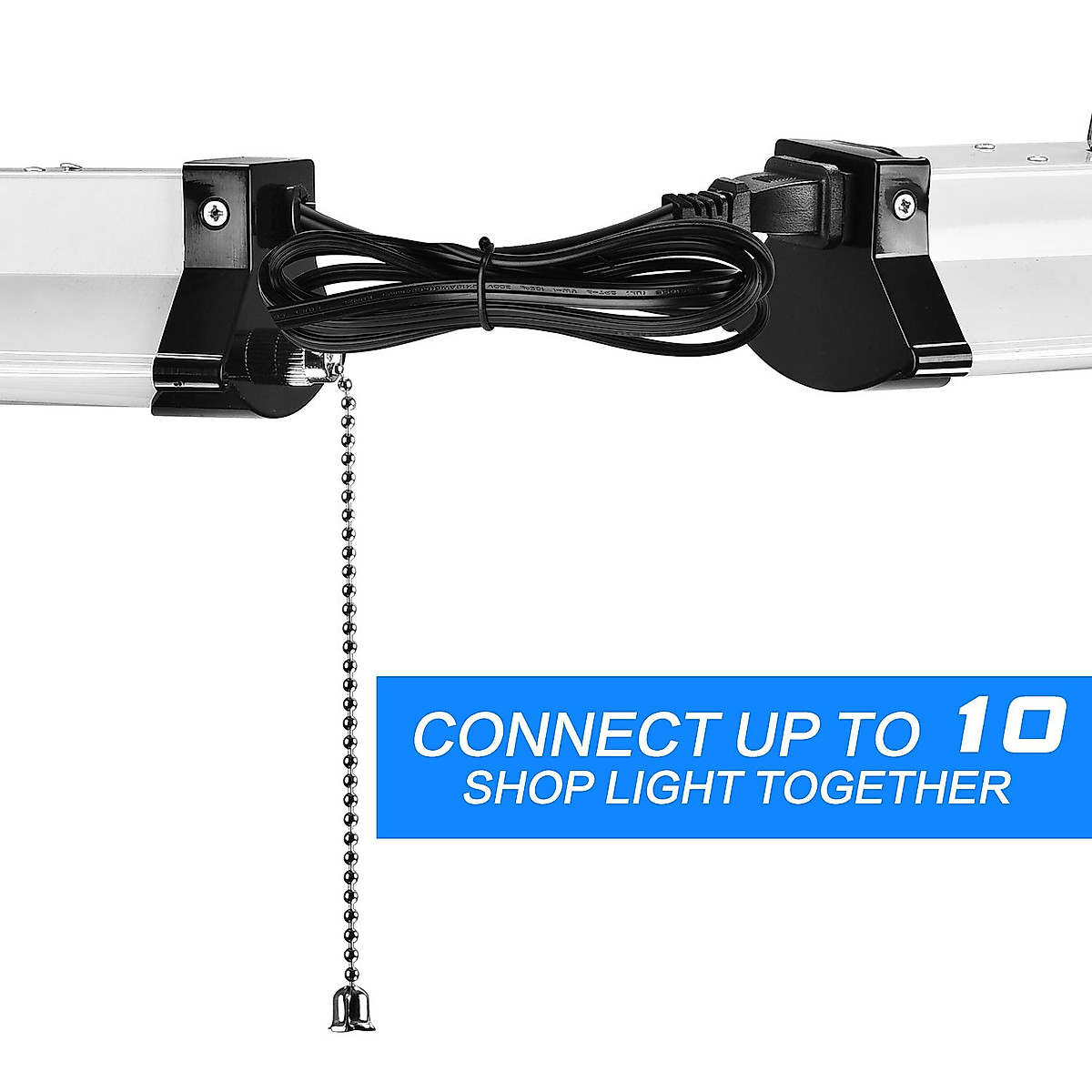 FAITHSAIL 4FT Linkable LED Shop Light, 50 W for Garage, 5600 LM 4 Foot LED Light Fixtures for Workbench, 5000K LED Workshop Light with Plug, Pull Chain, Hanging Mount - 1 Pack