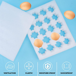 Garneck 2pcs pearl cotton egg tray egg flat cartons foam egg cartons egg protection case refrigerator containers Drop Resistant Egg Holder shockproof epe pearl cotton safety frame white