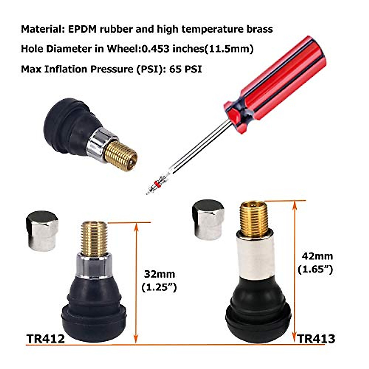 Dr.Roc Tire Spoons Lever Motorcycle Dirt Bike Lawn Mower Tire Changing Tools with Bag 3x14.5 inchTire Irons and 1x Tire Valve Stems with Remover Tool (Black) (Chrome)