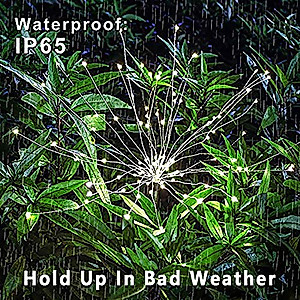 4 PCS Solar Firework Light, Outdoor Solar Garden Decorative Lights 120 LED Powered 40 Copper Wires String DIY Landscape Light for Walkway Pathway Backyard Christmas Decoration Parties (Warm White)