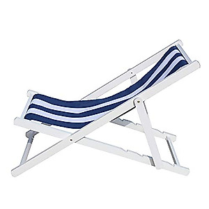 Outdoor Folding Chairs, Adjustable Populus Wood Patio Sling Chairs Outdoor, Folding Sling Lounge Chairs for Outside, with Broad Blue Stripe
