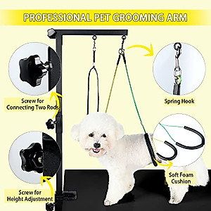 EGFKI Dog-Grooming-Arm, 35" Adjustable Pet Grooming Table Arm with Clamp, Dog Grooming Stand for Small Medium Dogs at Home, Dog Grooming Table Arm