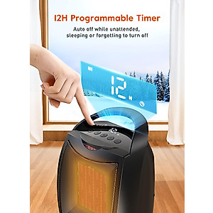 GiveBest Portable Ceramic Space Heater, 1500W/750W Electric Heater with Overheat and Tip Over Protection, Fan Mode,Adjustable Thermostat, Fast Heating Safe Small Heater for Office Room Desk Indoor Use