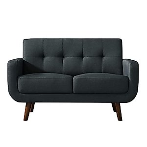 Husbedom 51(W) Loveseat Sofa, Small Couch for Small Living Room, Bedroom,Apartment, Dorm,Straight Arms, Wooden Legs, Easy Assembly, Dark Grey