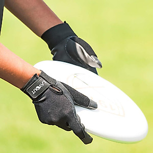 Layout Ultimate Frisbee Gloves - Ultimate Grip and Friction to Enhance Your Game! Perfect for Ultimate, DG and All Disc Sports! (Black, Small)