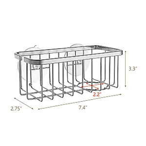 SunnyPoint NeverRust Deluxe Kitchen Sink Suction Holder for Sponges, Scrubbers, Soap, Kitchen, Bathroom, 304 Stainless Steel (Brushed Texture, 7.4 x 3.3 x 2.75 Inch)(Sponge & Brush NOT Included)