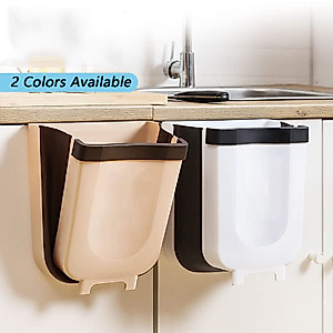 Weudes Hanging Kitchen Trash Can,Collapsible Small Garbage Can for Kitchen,Foldable Compost Bin with Trash Bag Holder for Cabinet Door/Car/Office/Bedroom/Bathroom/RV Traveling.