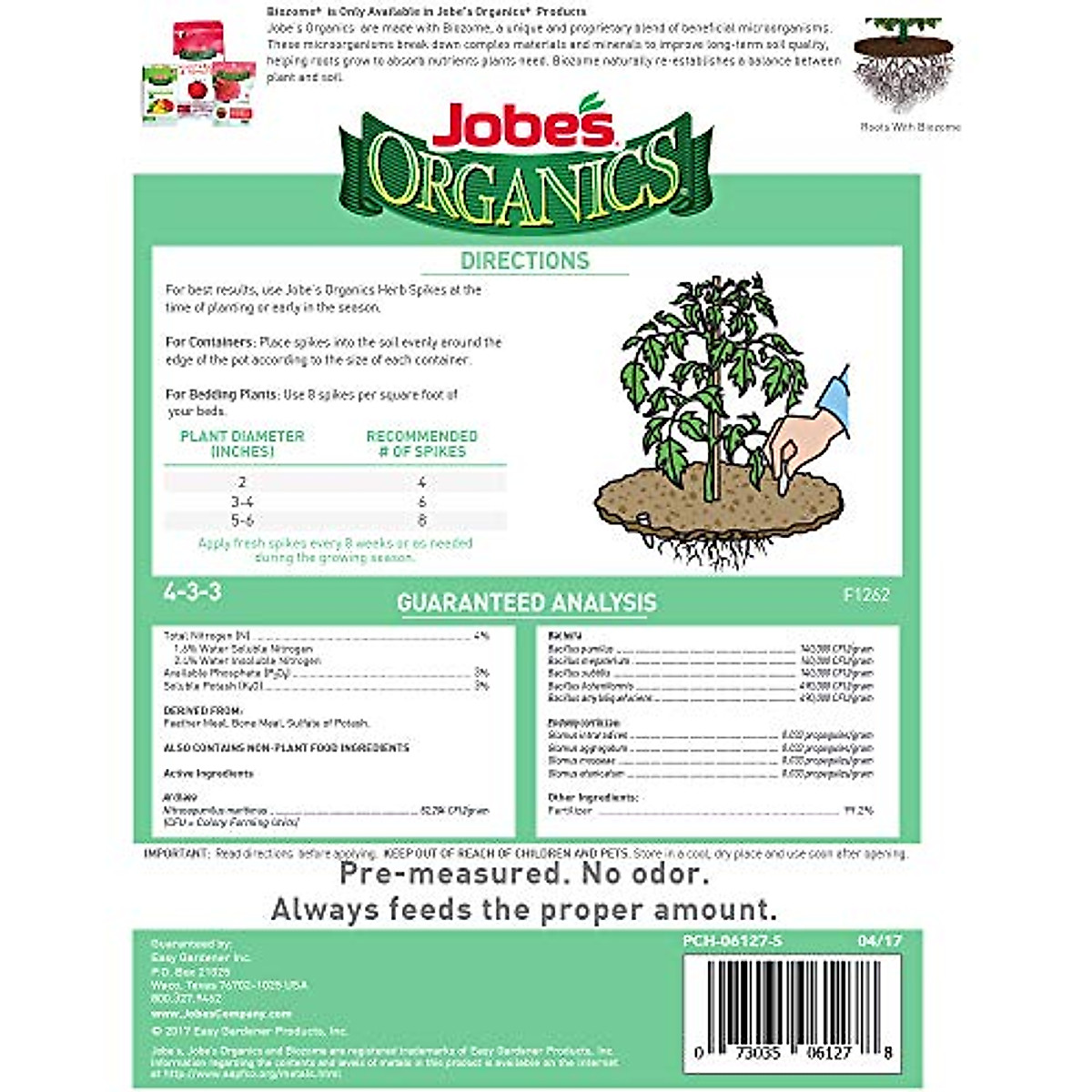 Jobe's 06127 Herb Fertilizer, 50 Spikes, Tan