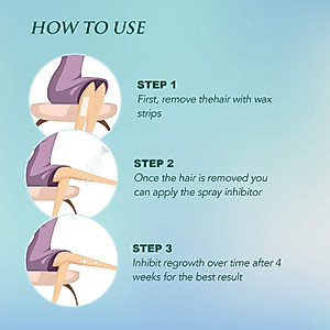 Tomiya Hair Inhibitor - Hair Stop Growth Spray - With 5 Wax Strips - Natural Ingredient to Inhibit and Reduce to Stop Hair Growth - Safe for Face, Arm, Leg, Armpit Use - Smooth Your Skin - 20 ML