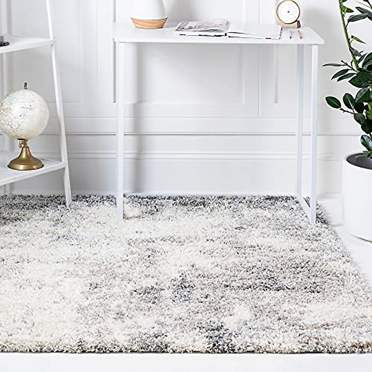 Rugs.com Soft Touch Shag Collection Square Rug – 8 Ft Square Pebble Gray Shag Rug Perfect for Living Rooms, Kitchens, Entryways