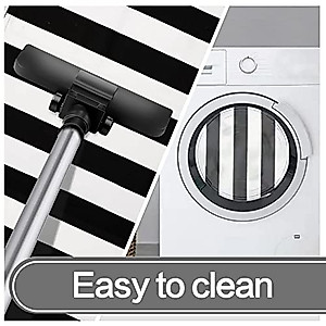 MUBIN Cotton Black and White Striped Rug, 27.5 x 43 Inches Outdoor Reversible Hand Woven Washable Rug Porch Entryway Stripe Carpet ​for Layered Front Door Mats (Thick Stripes,27.5 x 43 in)