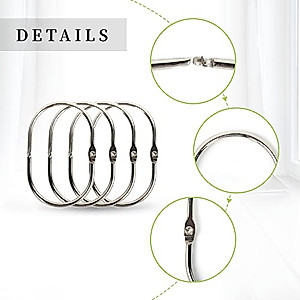 12Pcs Shower Curtain Hooks Rings Rustproof Shower Curtain Hooks Metal Wide Oval Shower Hooks for Bathroom Decorative Metal Shower Ring Hooks for Shower Rods Curtains (Black)