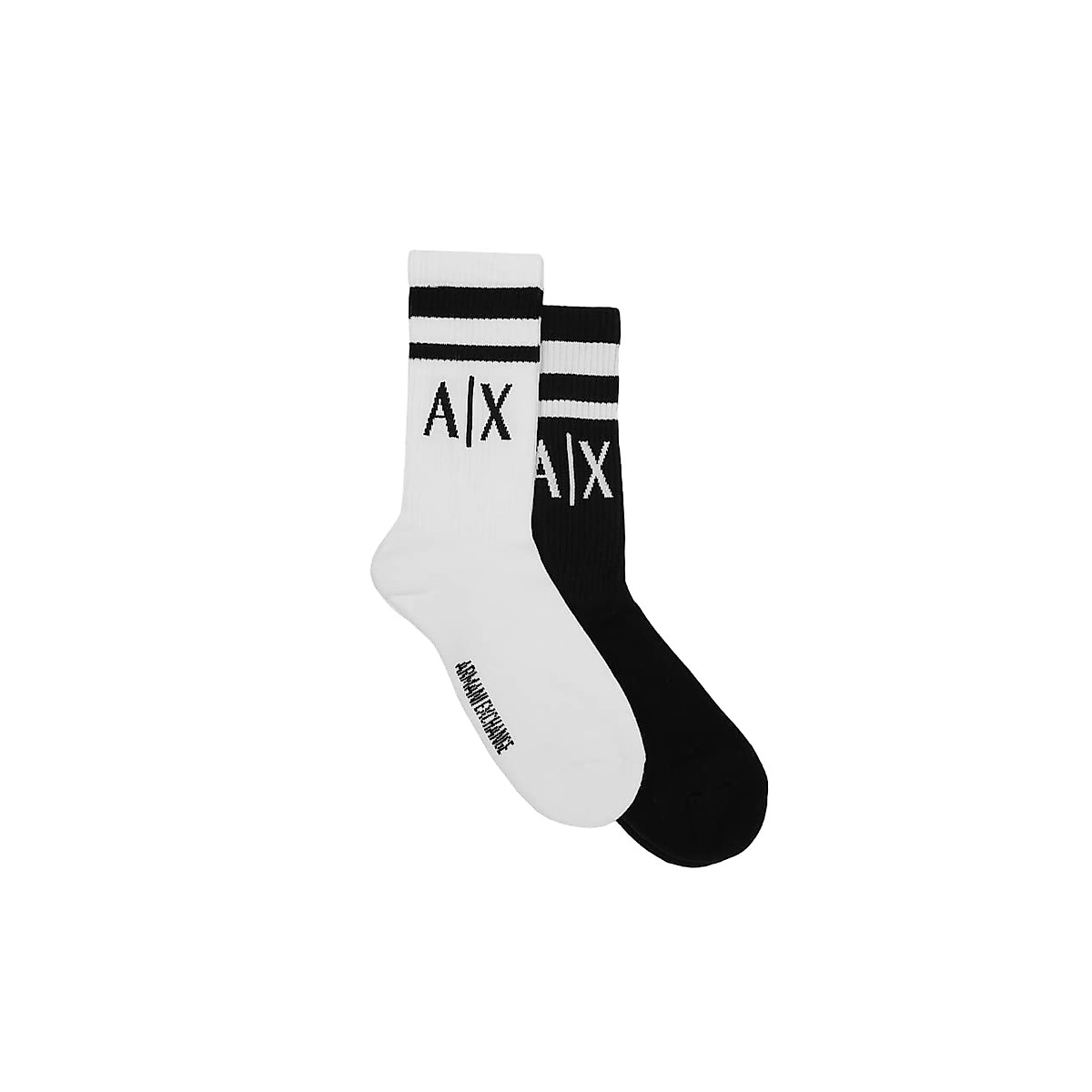 A|X ARMANI EXCHANGE mens Logo Crew Socks Winter Accessory Set, Nero/Bianco/Black/White, Large-X-Large US
