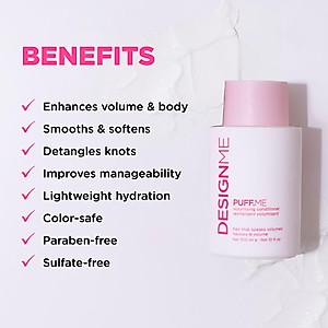 PUFF.ME Volumizing Conditioner by DESIGNME | Hydrating, Adds Volume, Body and Shine for Thicker & Bouncier Hair | For Fine & Medium Hair | Boosts Shine | Vegan, Color-Safe, Paraben & Sulfate Free