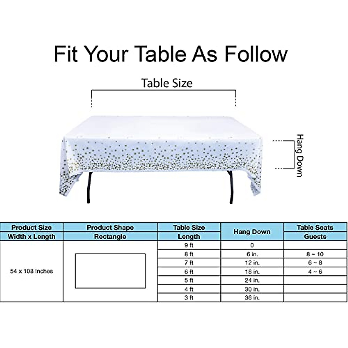 Plastic Gold Star Tablecloth I 4 Pack - Party Table Cloths Disposable Tablecloths for Parties, Birthdays, Weddings I Twinkle Little Stars Tables Cover I Rectangle 54" x 108" Size Covers 6 ft to 8 ft