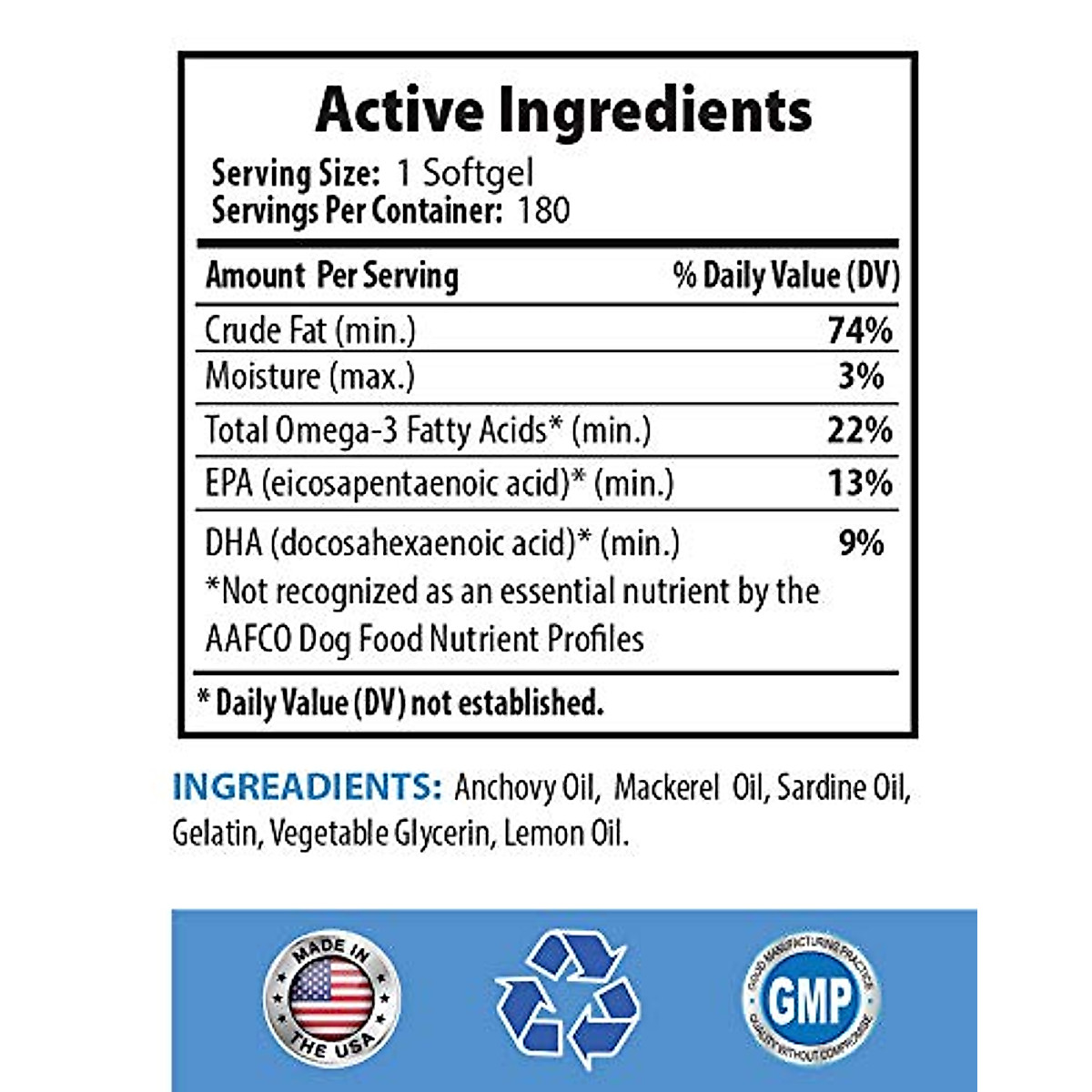 Dog Skin and Coat - Omega 3 Fatty ACIDS for Pets - Dogs and Cats - Premium Health - Omega 3 for Dogs Liquid - 180 Softgels (1 Bottle)