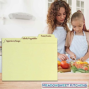 Meadowsweet Kitchens Recipe Card Box Tab Divider Set - Tab Dividers Printed on Neutral Color Card Stock - Set of 9 Tab Dividers for 4x6 Recipe Cards (or 3x5) for Paperboard, Wood & Acrylic Boxes