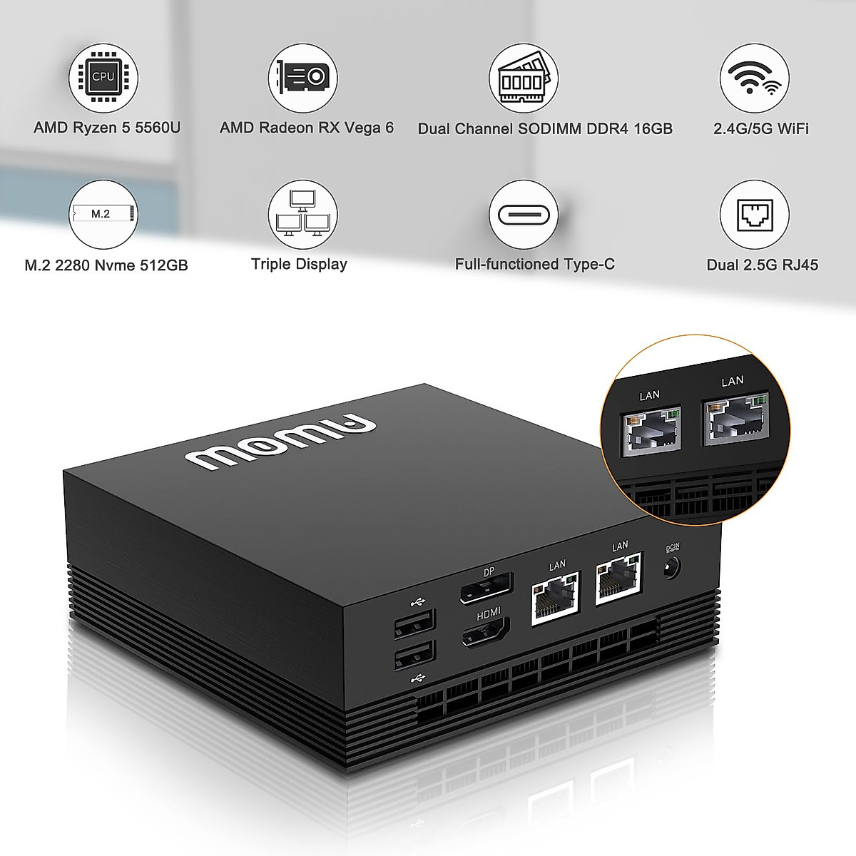 [Dual 2.5GbE NIC] Mini PC, Intel N5105(up to 2.9GHz) 16GB DDR4 RAM 256GB SSD Mini Desktop Computers, Office Mini PC Support 4K Triple Display, 6X USB, WiFi5, AZ51 Micro PC