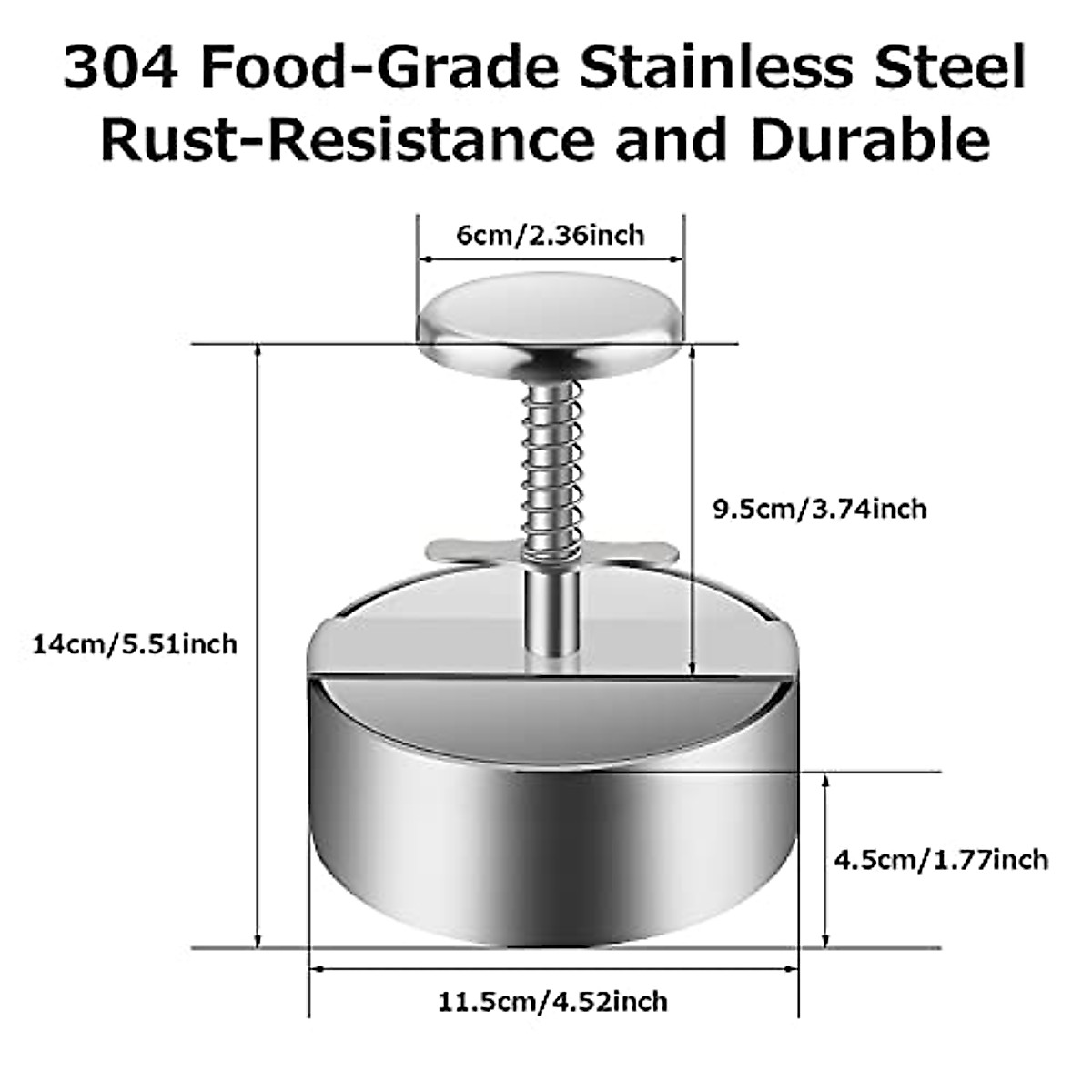 TIANTOU Burger Press, Stainless Steel Adjustable Hamburger Patty Maker, Non Stick Patty Making molds are Suitable for Beef, Vegetables, Burgers and Cooking,BPA Free - Ideal for BBQ, Silver