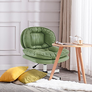MCombo Swivel Accent Chair with Height Adjustment, Upholstered Desk Chair for Living Room Office 4473 (Green, 4-Star Base)