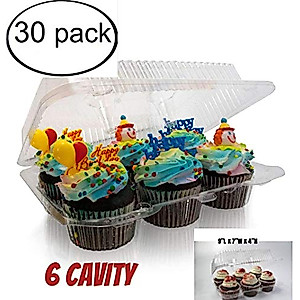 pack of 30 half dozen cupcake containers 6 compartment Clear Cupcake Muffin Containers 4" High for topping Strong Quality 6 cupcake containers plastic disposable 6 cupcake boxes 6 cupcake holder