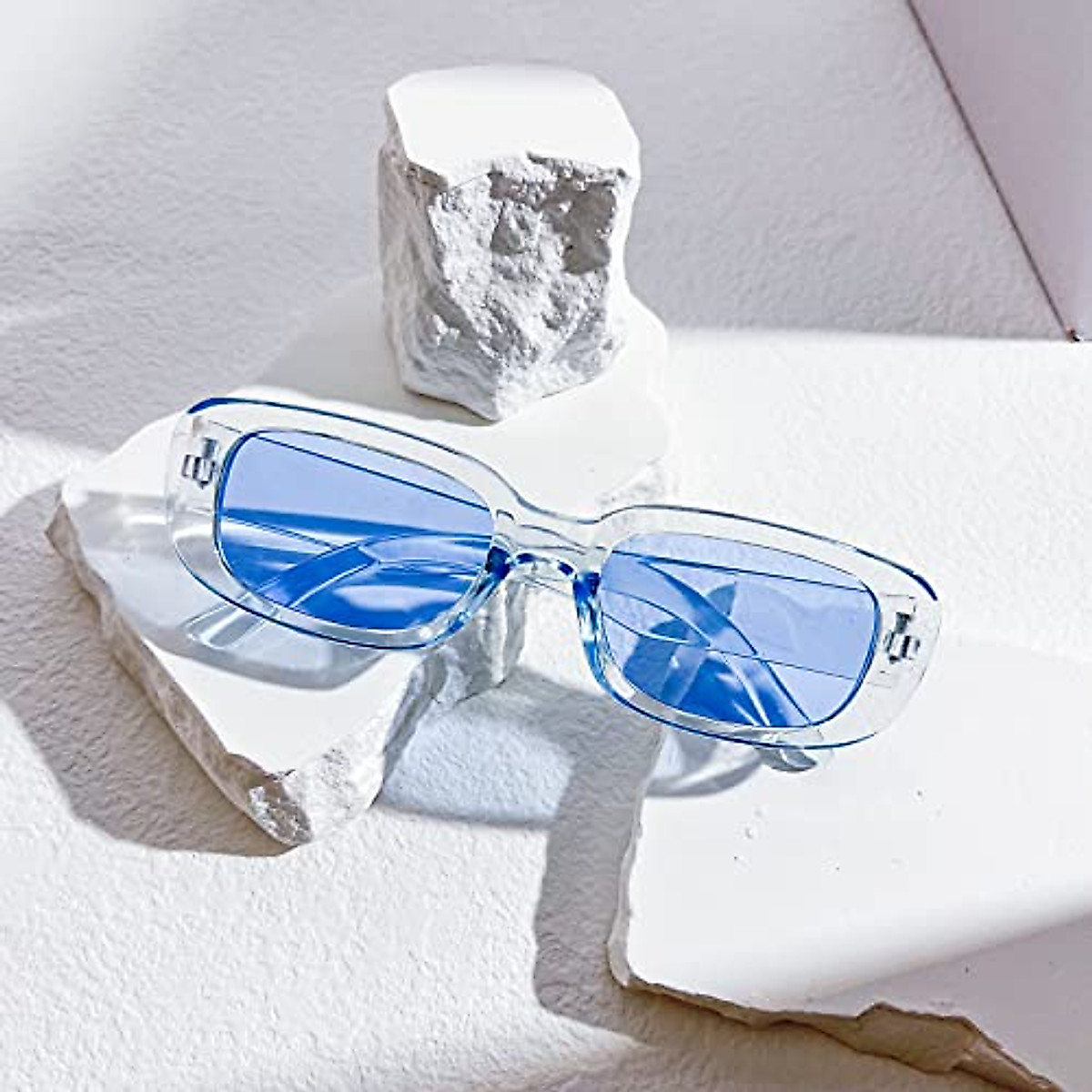 SUNOVELTIES 10 Pack Rectangle Sunglasses for Women Retro Narrow Square Glasses Vintage Eyewear Luxury Design Uniex