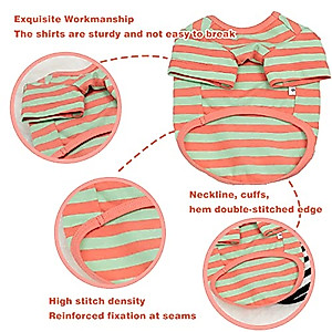 MESHEEN 2 Pack Dog Shirt for Small Dogs Made of Soft Skin Friendly Pure Cotton Breathable Stretch Fabric Keep Your Pet Cozy, Puppy Clothes Use Classic Striped Style Design