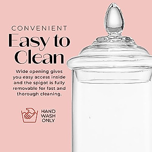 Fifth Avenue Crystal Beverage Dispenser for Countertop - 1 Gallon Large Glass Drink Dispenser w/Spigot & Lid - Party Drink Dispenser for Sweet Tea Lemonade Punch Water, Juice Dispensers for Parties