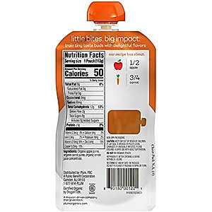 Plum Organics Apple and Carrot Baby Puree Food in Pouch, Organic Food Squeeze, Non GMO, 4 Ounce (Pack of 6)