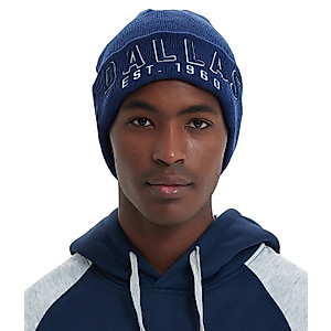 CLORPEAK Dallas Embroidery Classic Cuff Beanie Hat Cuffed Winter Hat Knit Toque Skull Cap - Navy OneSize