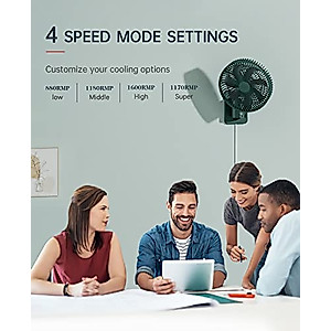Oscillating Wall Mount Small Fan with Remote Control and Timer, 8.5Inch, 4 Speeds, Included Adapter, 120° Adjustable Tilt, High Velocity, 70Inch Cord, Quiet, for RV Bedroom Kitchen Gym, Garage,12 W