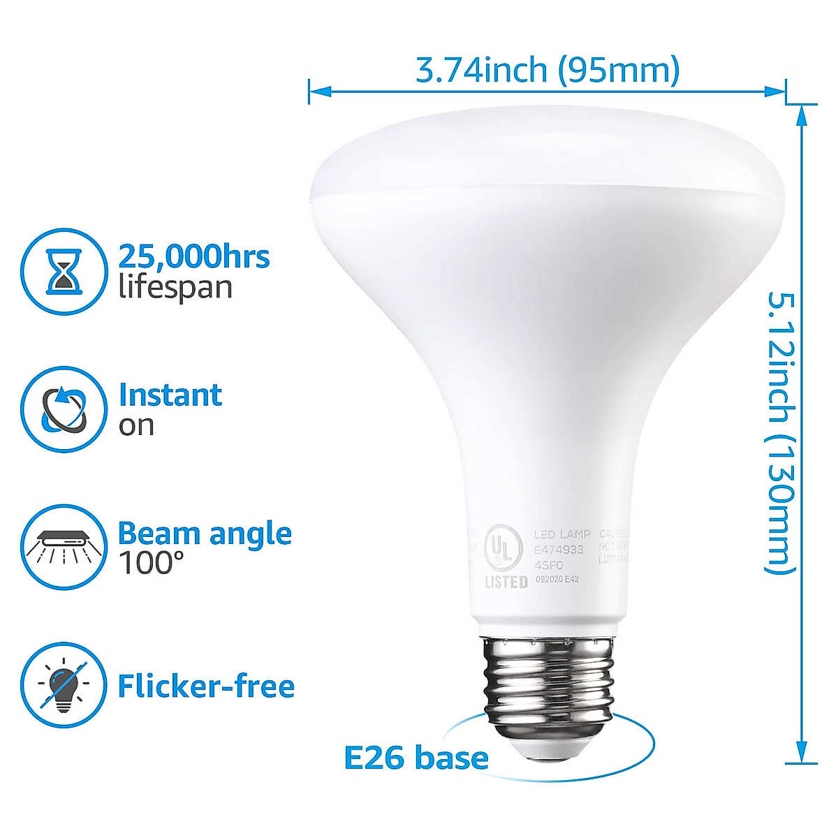 TORCHSTAR 10 Pack BR30 LED Flood Light Bulbs Dimmable, 5000K Daylight, 65W Equivalent, Recessed Downlight Bulb for Can Ceiling Light, E26 Base, UL & Energy Star Listed