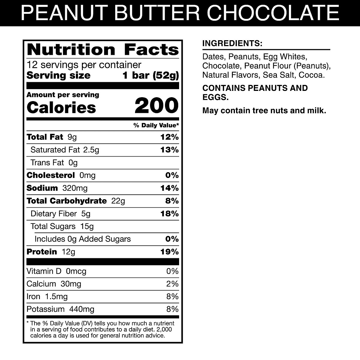 RXBAR Protein Bars, Protein Snack, Snack Bars, Peanut Butter Chocolate, 22oz Box (12 Bars)