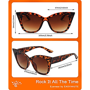 EASYHAUTE Cat Eye Sunglasses for Women, Premium Retro Sun Glasses Fashion Style with UV400 Protection, Trendy Frame (Black/Tortoise)