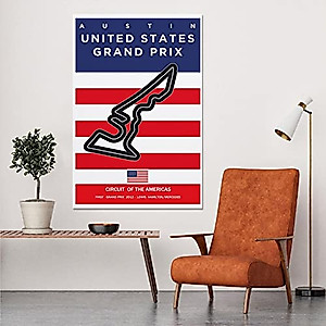 JOEDSE F1 Racetrack Poster F1 Austin Race Track Canvas Wall Art for Bedroom Living Room Home Decor Pattern Office Artwork,Unframe:12x18inchs(30x45cm)