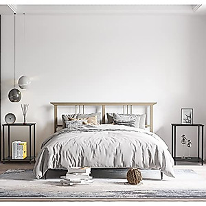 ABQ Nightstands Set of 2, 2-Tier Small Side Table for Small Spaces, Industrial End Table Bedside Table with Storage Shelf for Living Room, Bedroom, Office, Black