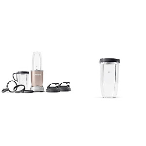 nutribullet Pro 900 Watt Personal Blender - 13-Piece High-Speed Blender/Mixer System, Champagne and NutriBullet 32 Ounce Colossal Cup with Standard Lip Ring